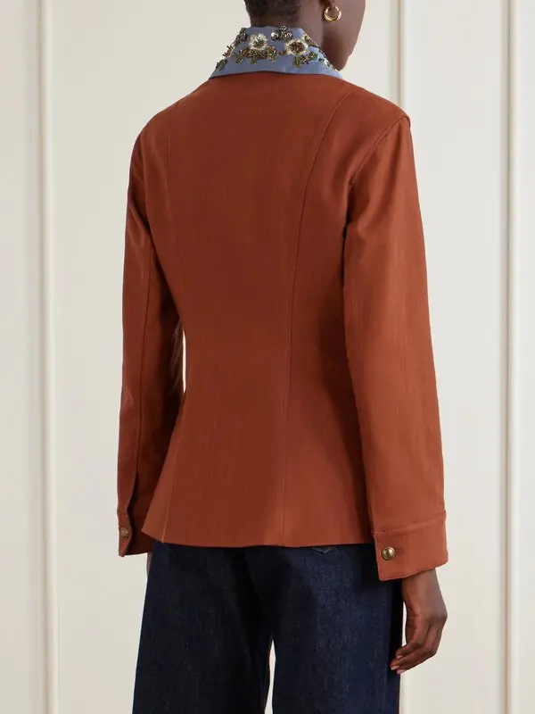 Veronica Beard Laramie Embellished Twill Jacket - Red