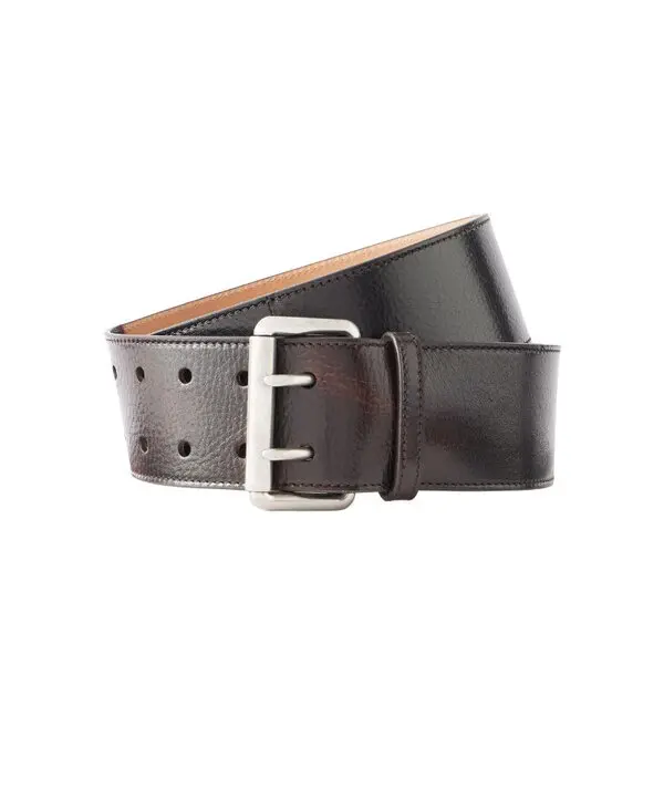 Ralph Lauren Textured Leather Wide Belt - Brown