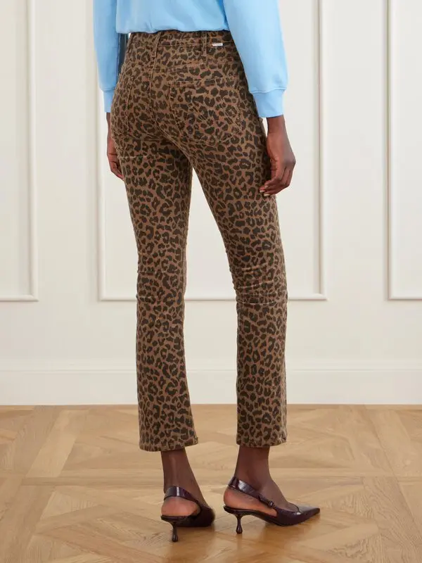 MOTHER The Hustler Flood Leopard-print Cotton-blend Corduroy High-rise Flared Pants