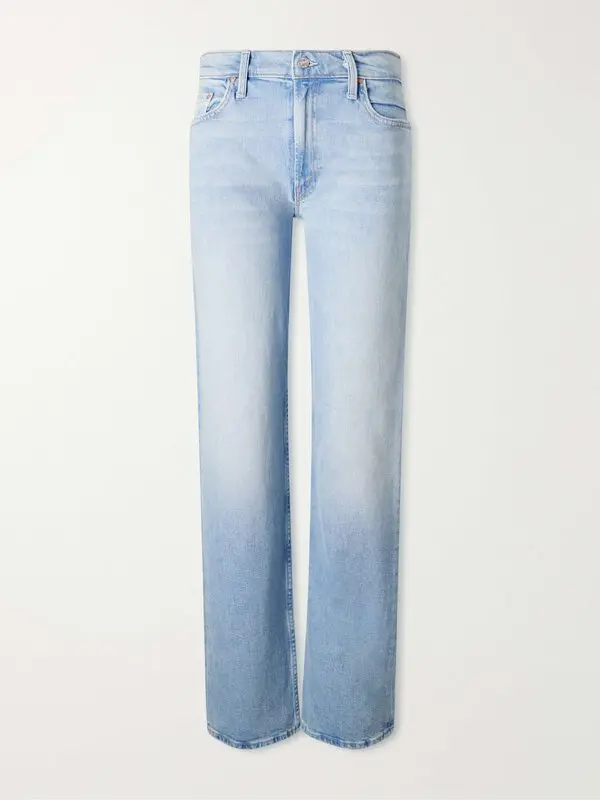 MOTHER The Skimp Mid-rise Straight-leg Jeans - Light Denim