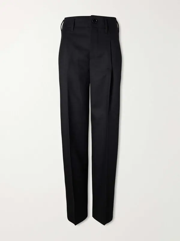 AMI Paris Pleated Wool-gabardine Wide-leg Pants