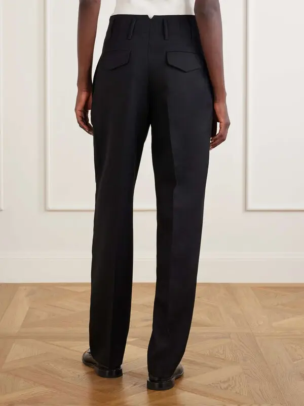 AMI Paris Pleated Wool-gabardine Wide-leg Pants