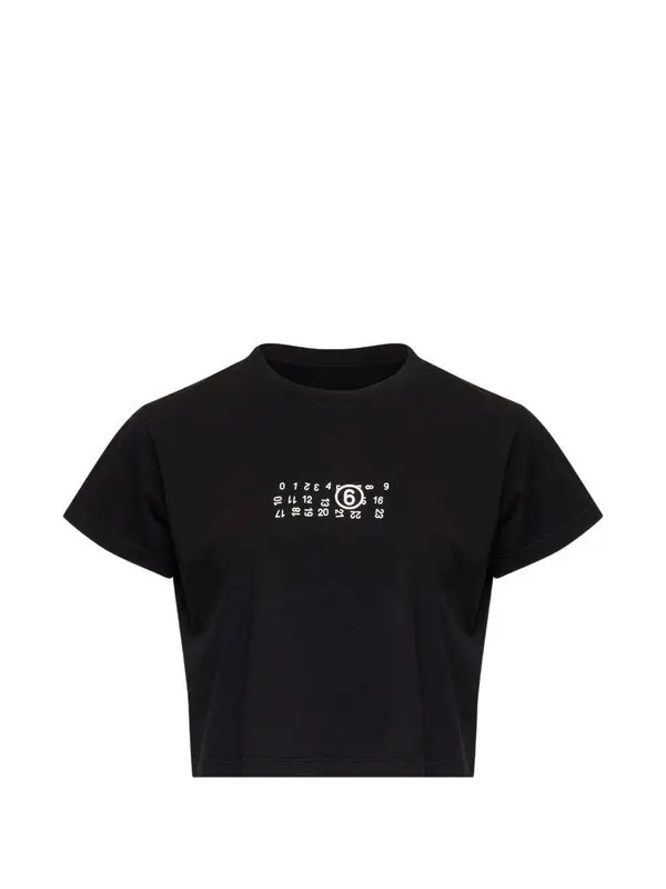 MAISON MARGIELA Logo Cropped T-shirt - Black