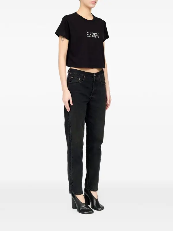 MAISON MARGIELA Logo Cropped T-shirt - Black