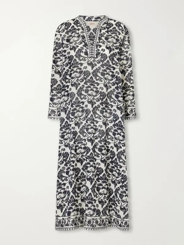 EMPORIO SIRENUSE Giada Printed Cotton Midi Dress