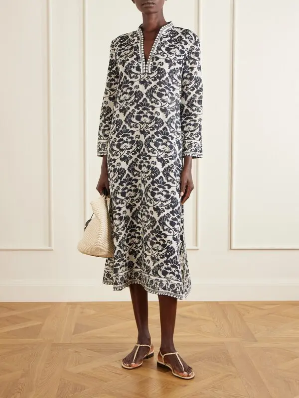 EMPORIO SIRENUSE Giada Printed Cotton Midi Dress