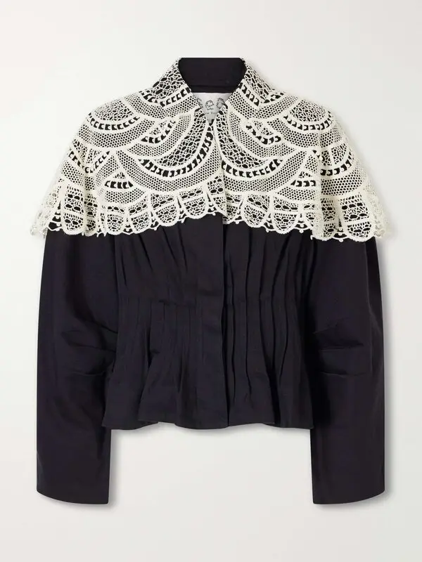 Sea Alina Crocheted Pleated Cotton Jacket