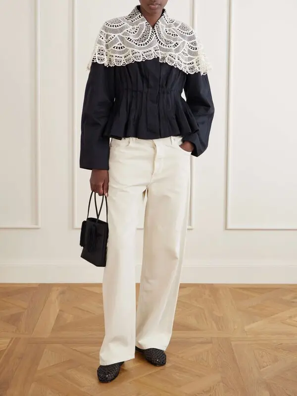 Sea Alina Crocheted Pleated Cotton Jacket