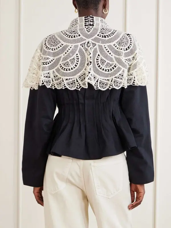 Sea Alina Crocheted Pleated Cotton Jacket