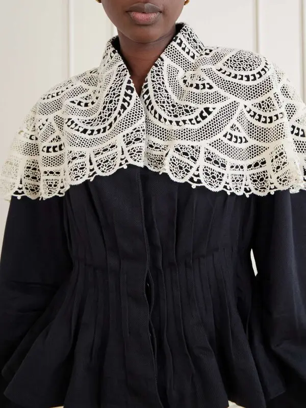Sea Alina Crocheted Pleated Cotton Jacket