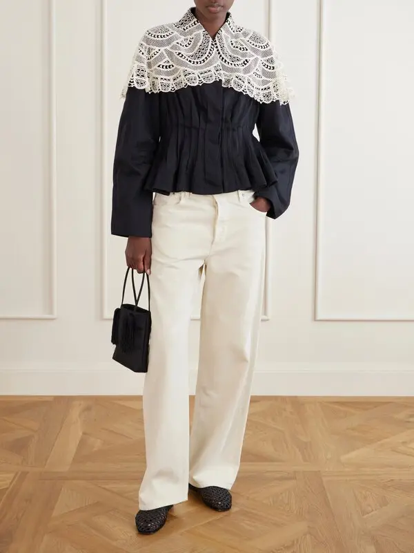 Sea Alina Crocheted Pleated Cotton Jacket