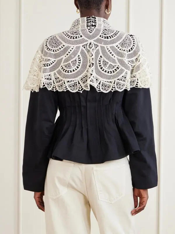 Sea Alina Crocheted Pleated Cotton Jacket