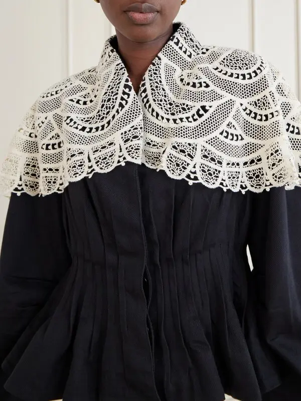 Sea Alina Crocheted Pleated Cotton Jacket