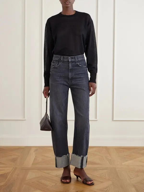 MOTHER The Half Pipe Ankle Cuff Fray Barrel-leg Jeans