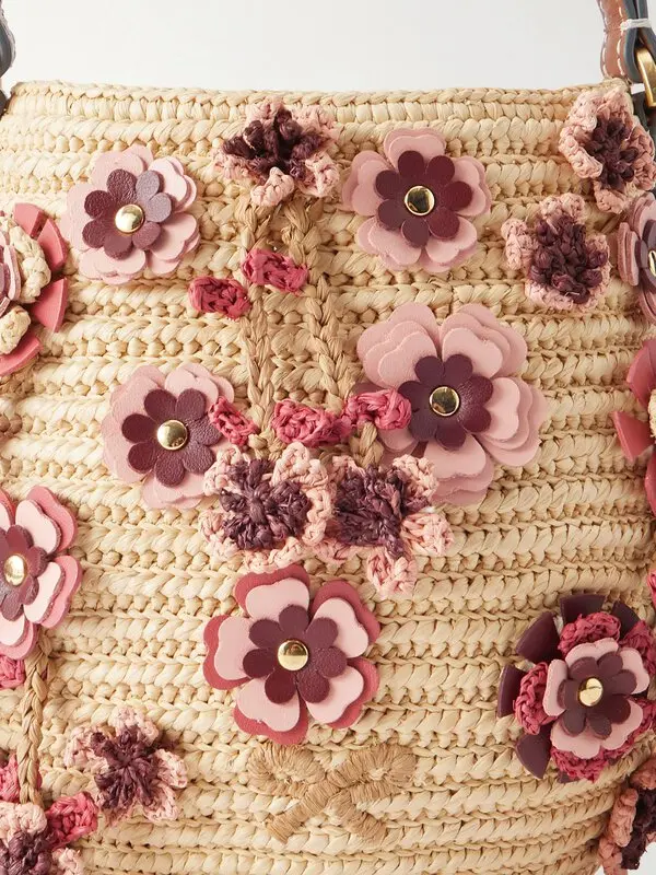 ANYA HINDMARCH Blossom Creature Embellished Raffia Mini Bag