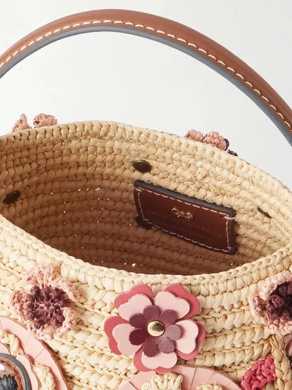 ANYA HINDMARCH Blossom Creature Embellished Raffia Mini Bag