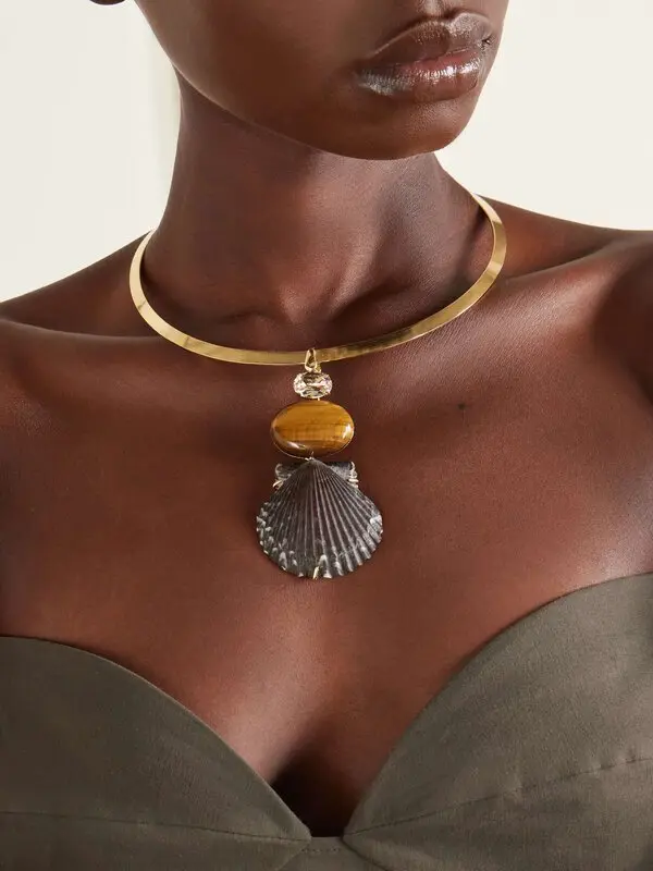 JENNIFER BEHR Naia Gold-tone Shell Necklace