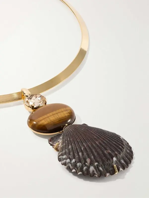 JENNIFER BEHR Naia Gold-tone Shell Necklace