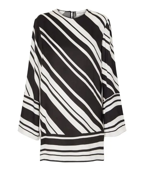 Brandon Maxwell The Leni Striped Twill Mini Dress - Black