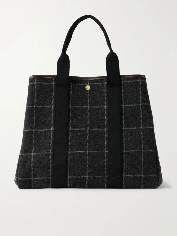 Rue De Verneuil Traversée Checked Tweed Tote - Green