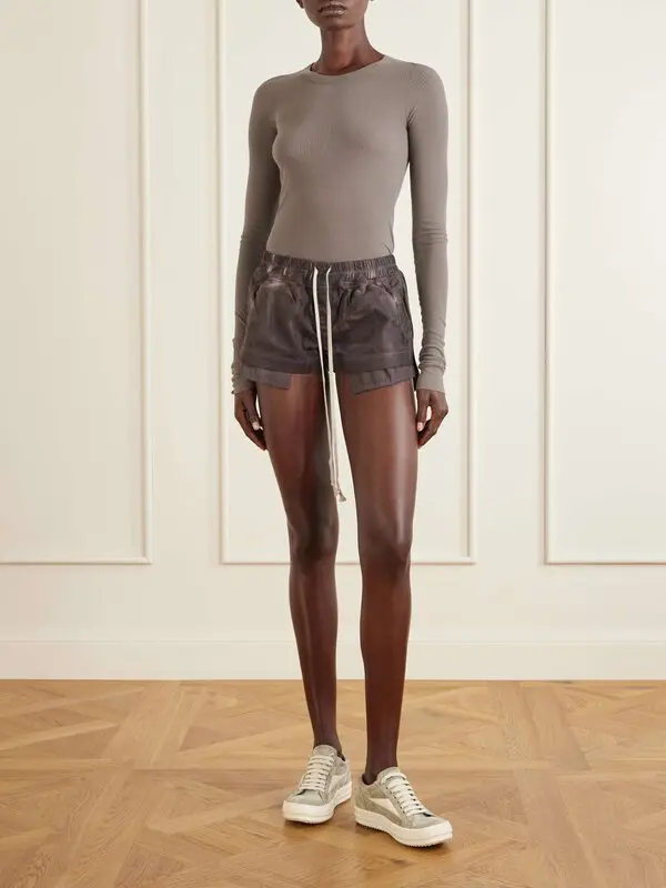Rick Owens Fog Distressed Denim Shorts