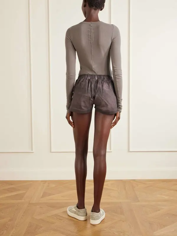 Rick Owens Fog Distressed Denim Shorts