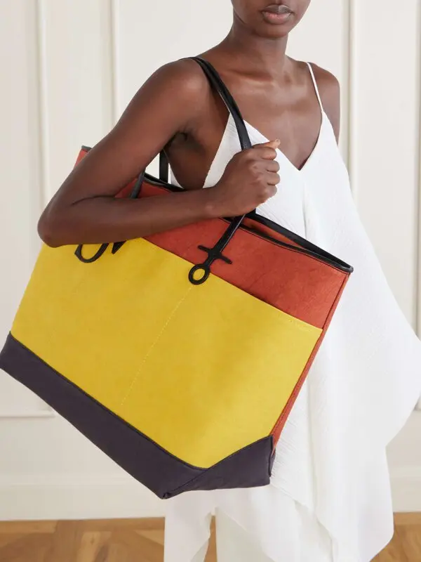 JW Anderson Anchor Striped Leather-trimmed Canvas Tote