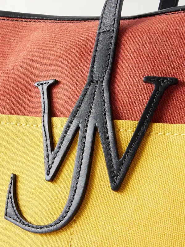 JW Anderson Anchor Striped Leather-trimmed Canvas Tote