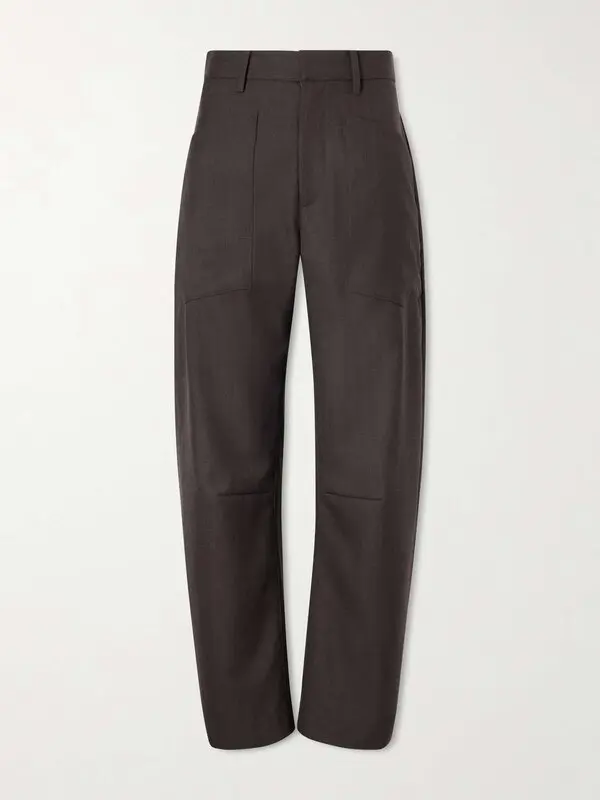 NILI LOTAN Shon Wool-gabardine Barrel-leg Pants - Brown