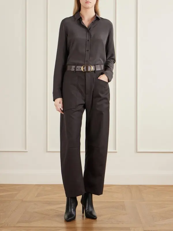 NILI LOTAN Shon Wool Gabardine Barrel Leg Pants