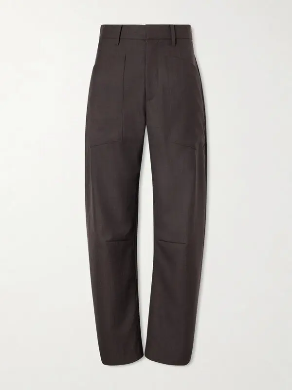 NILI LOTAN Shon Wool Gabardine Barrel-leg Pants - Brown
