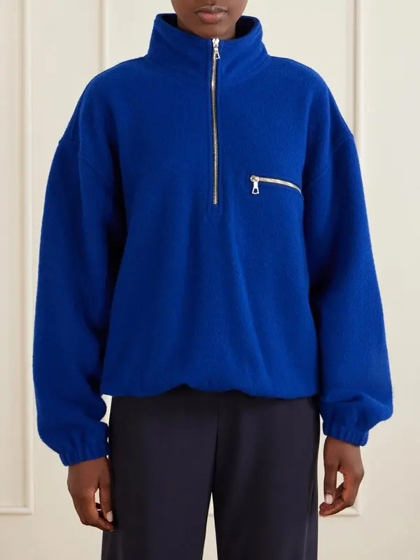 RIER Polar Wool-fleece Half-zip Sweatshirt - Blue