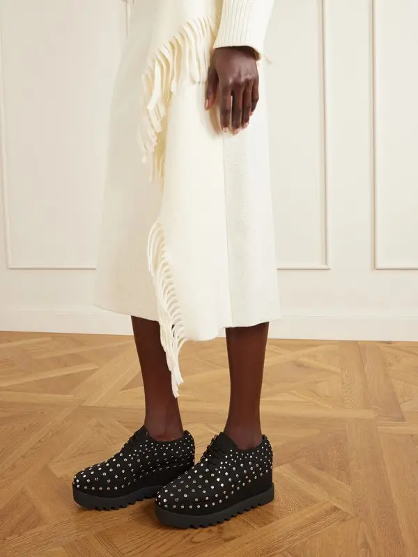 Stella McCartney Elyse Studded Textured Vegan Material Platform Brogues
