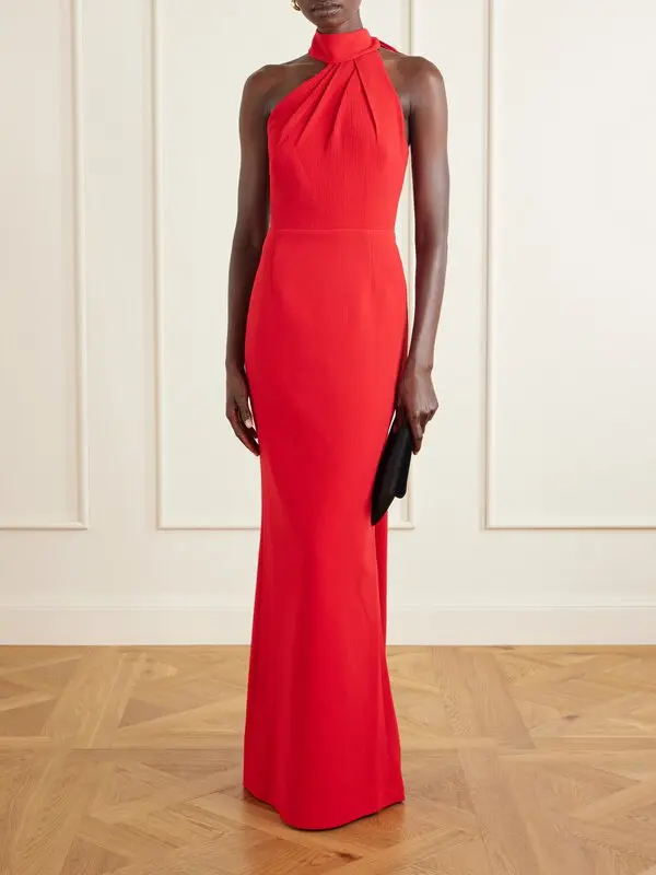 Rebecca Vallance Raziel Bow-detailed Crepe Gown