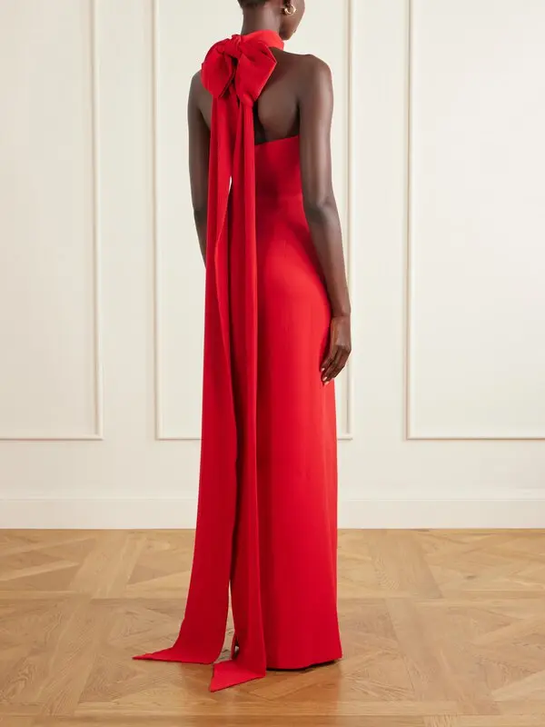 Rebecca Vallance Raziel Bow-detailed Crepe Gown