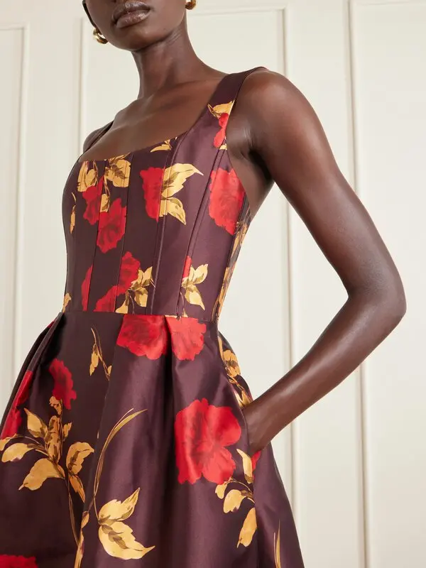 Rebecca Vallance Melgora Floral-print Gown - Burgundy