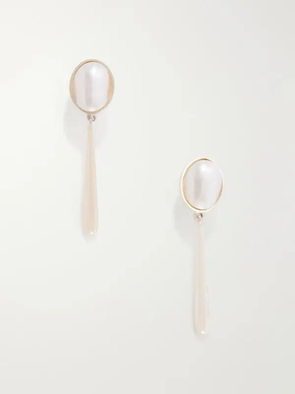 LOREN STEWART Sterling And Pearl Drop Earrings - Silver