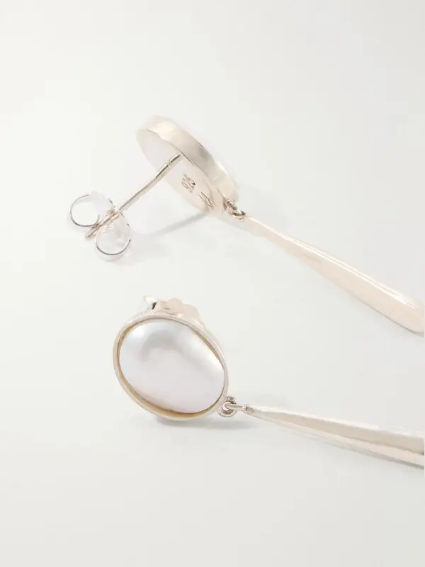 LOREN STEWART Sterling And Pearl Drop Earrings