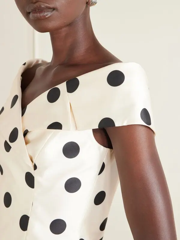 Rebecca Vallance Bacio Off-the-shoulder Polka Dot Satin Top - Neutrals
