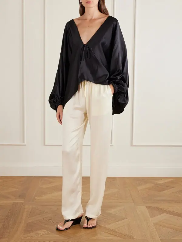 Sharon Wauchob Tuileries Satin Straight-leg Pants - Neutrals