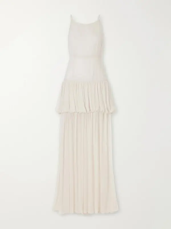 LIBEROWE Nina Tiered Silk-chiffon Maxi Dress - Neutrals