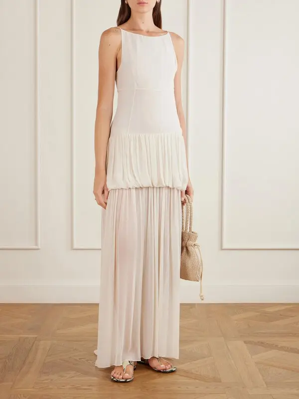 LIBEROWE Nina Tiered Silk-chiffon Maxi Dress - Neutrals