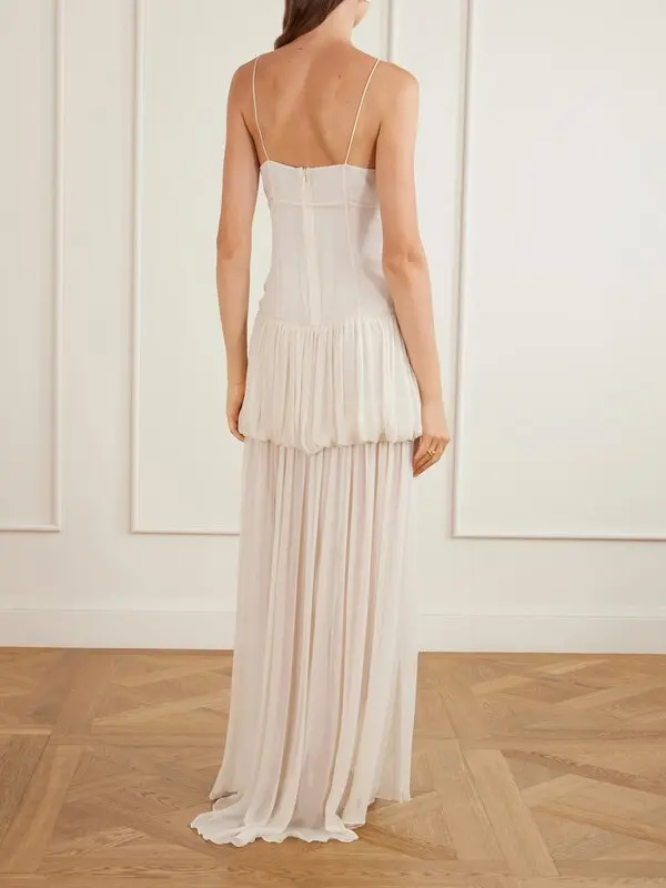 LIBEROWE Nina Tiered Silk-chiffon Maxi Dress - Neutrals