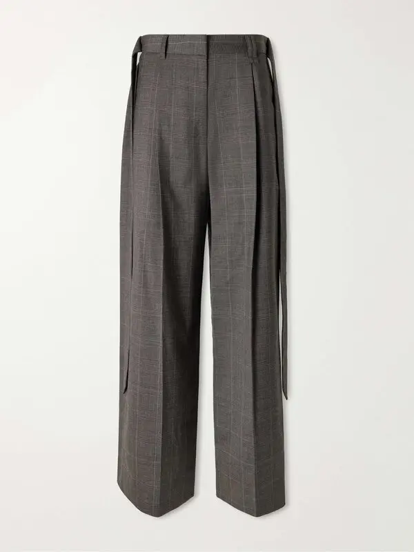 Simone Rocha Checked Wool-blend Wide-leg Pants - Dark Gray