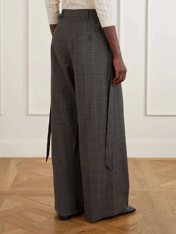 Simone Rocha Checked Wool-blend Wide-leg Pants - Dark Gray