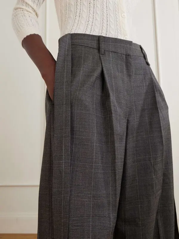 Simone Rocha Checked Wool-blend Wide-leg Pants - Dark Gray