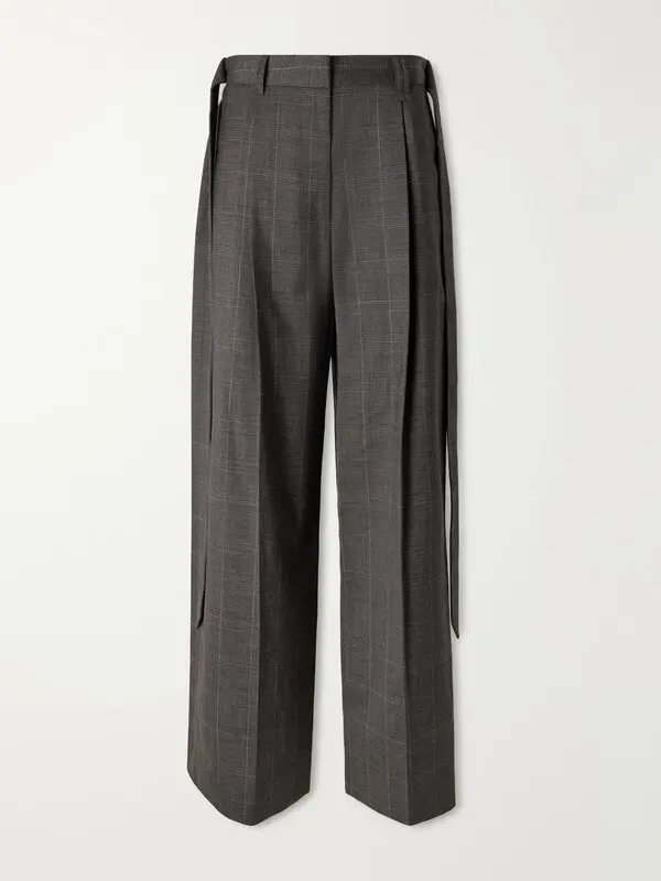 Simone Rocha Checked Wool-blend Wide-leg Pants - Gray