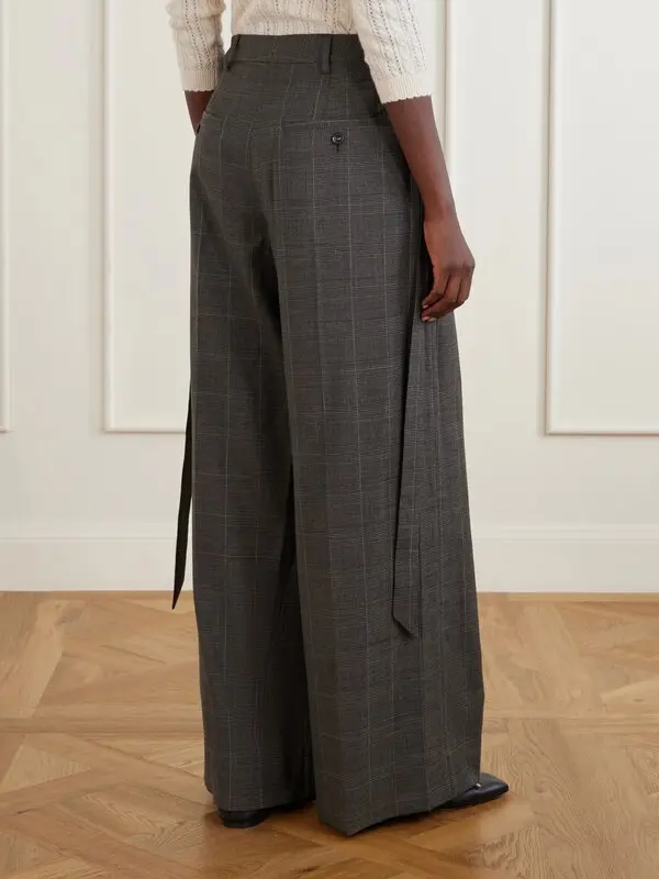 Simone Rocha Checked Wool-blend Wide-leg Pants - Gray
