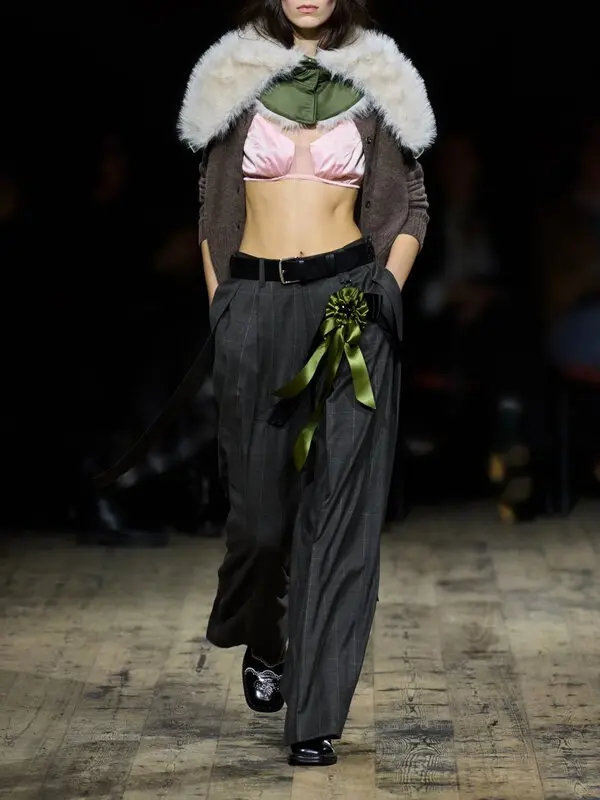 Simone Rocha Checked Wool-blend Wide-leg Pants - Gray
