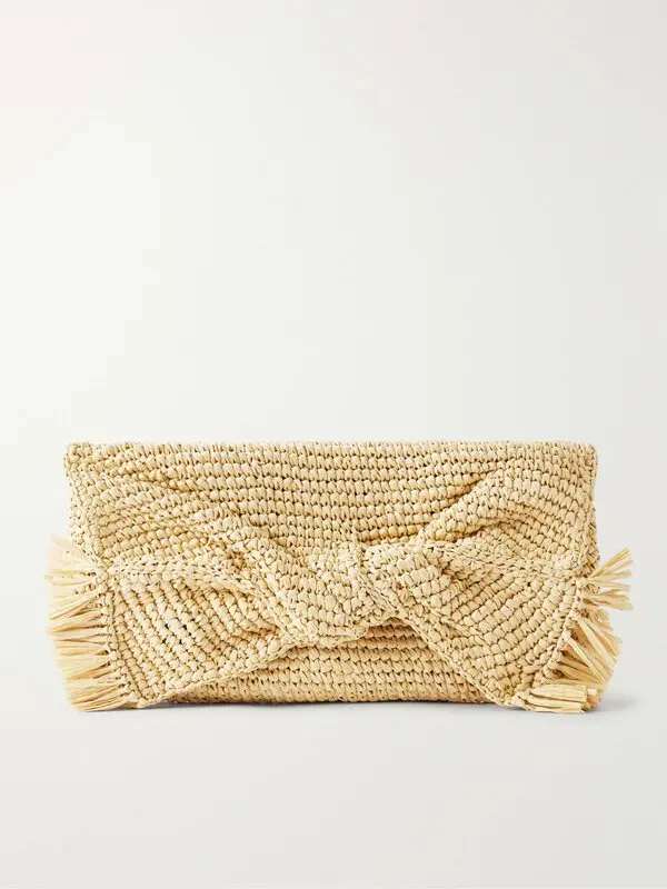 ANYA HINDMARCH Bow Raffia Clutch - Sand